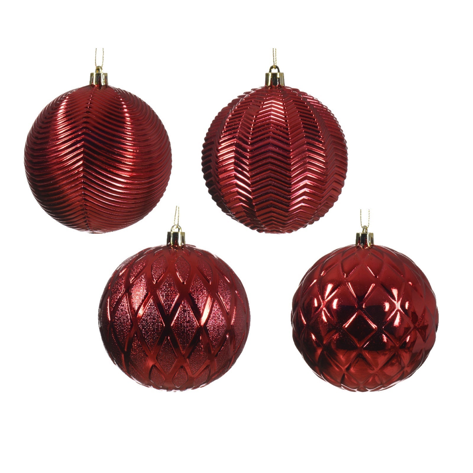 Boules de Noël en verre décoré rouge Ø10 cm / Titre par défaut | Leroy ...
