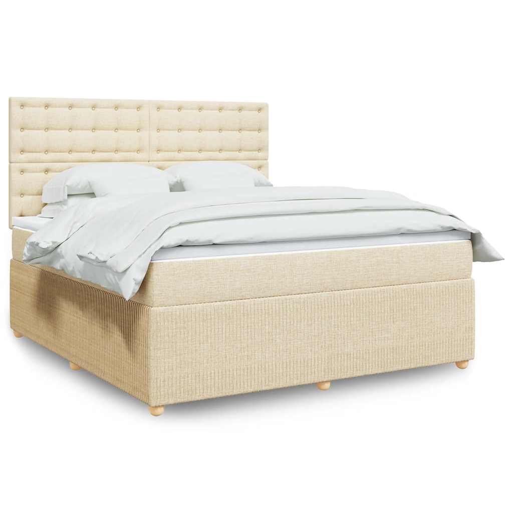 Cama box spring con colchón tela color crema 180x200 cm | Leroy Merlin