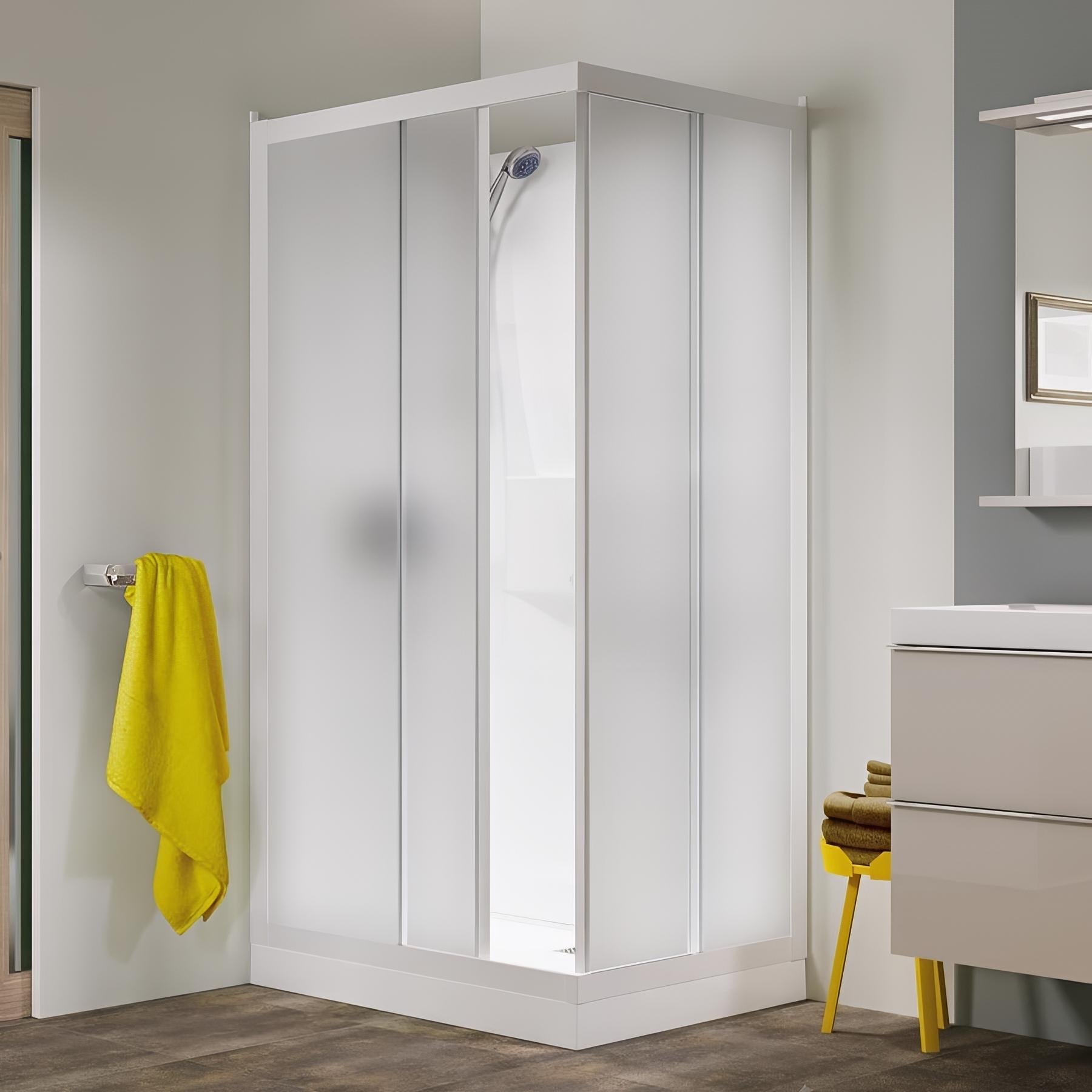 Cabine de douche d'angle KINEDO KINEPRIME 100x80 2 portes coulissantes ...