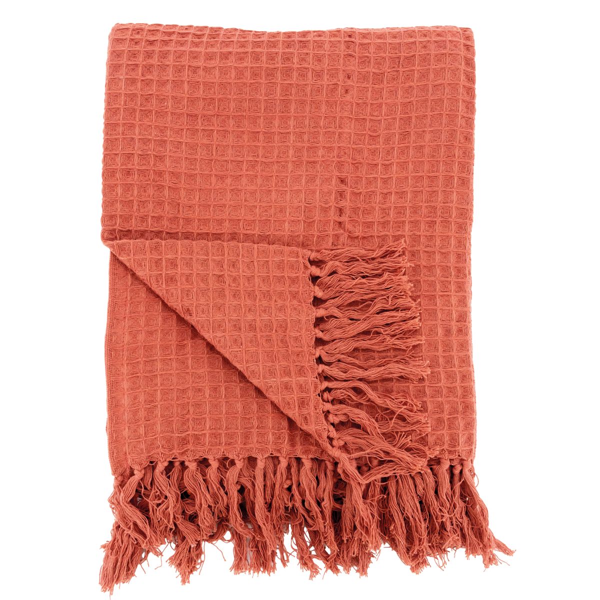 Plaid 100% coton 130 x 170 cm terracotta Aubry Gaspard | Leroy Merlin