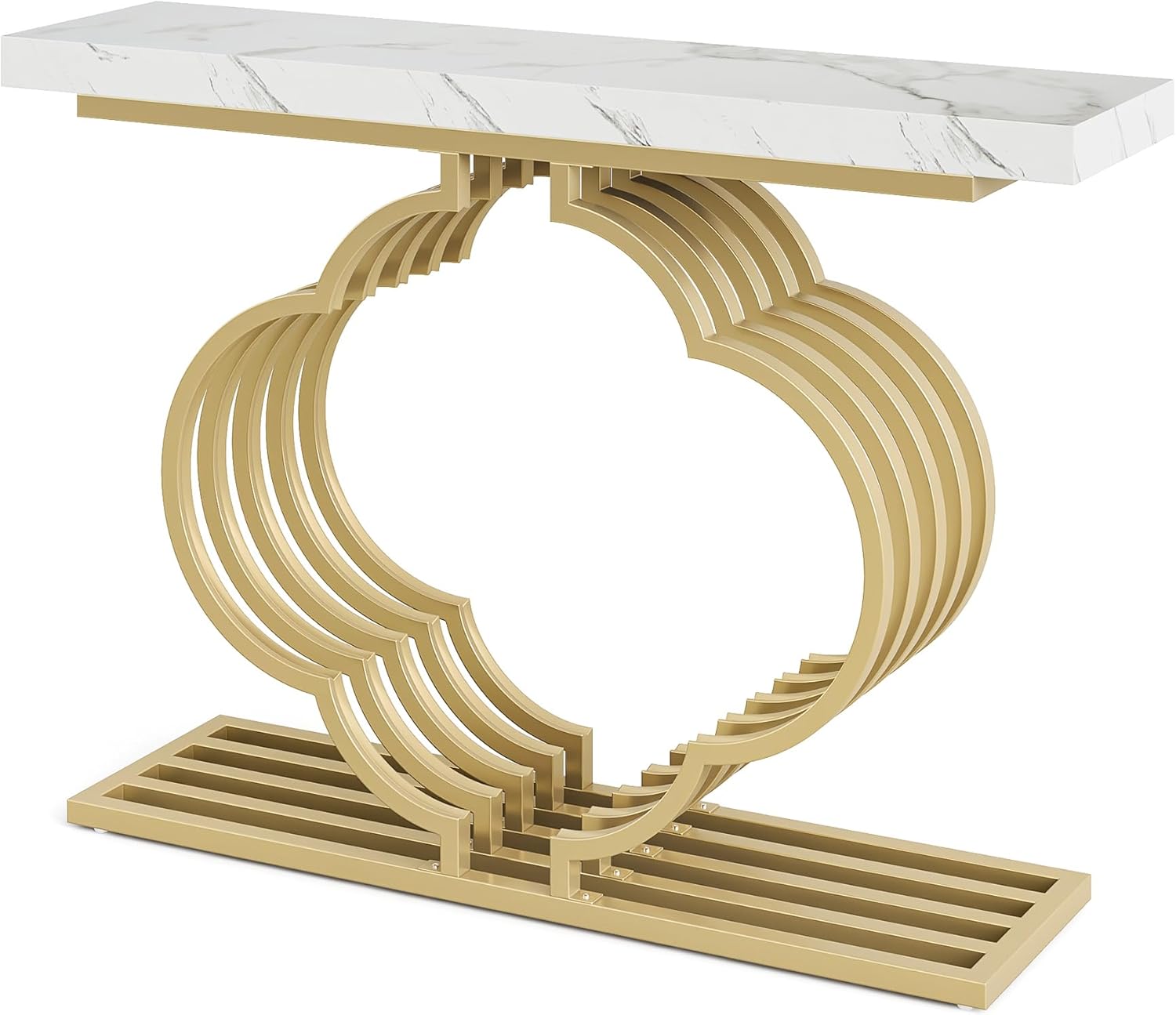 Tribesigns Table Console dorée de 105 cm, Table d'appoint en Faux marbre, Table d'appoint avec ...