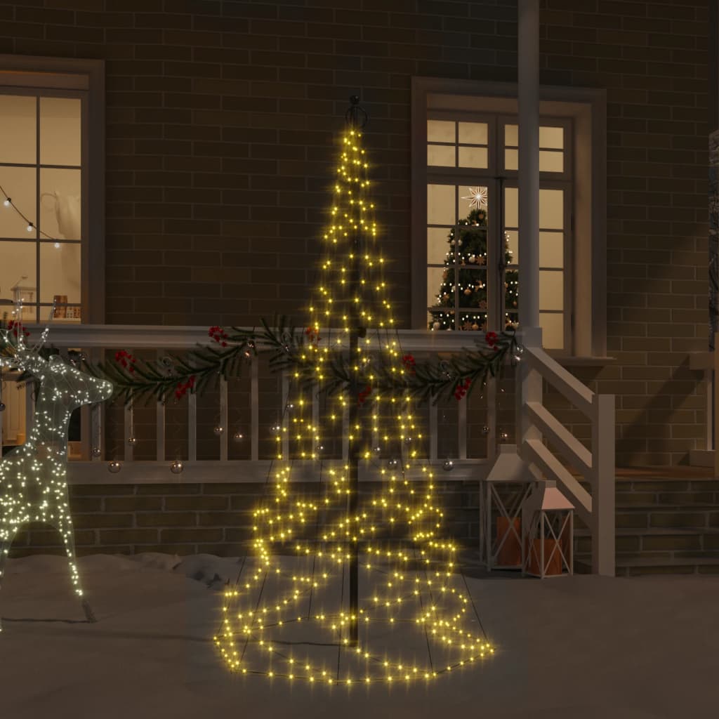 VidaXL Árbol de Navidad en asta de bandera 200 LED blanco cálido 180cm ...