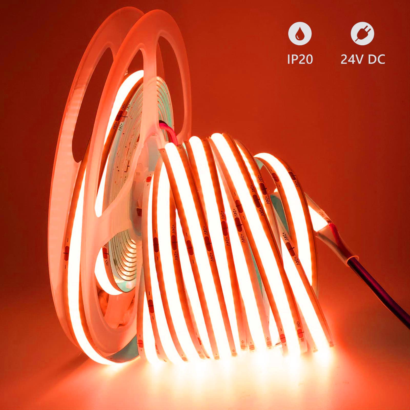 Tira Lineal COB Flex 1600 LEDs Regulable 24 Voltios aspa luz continua ...