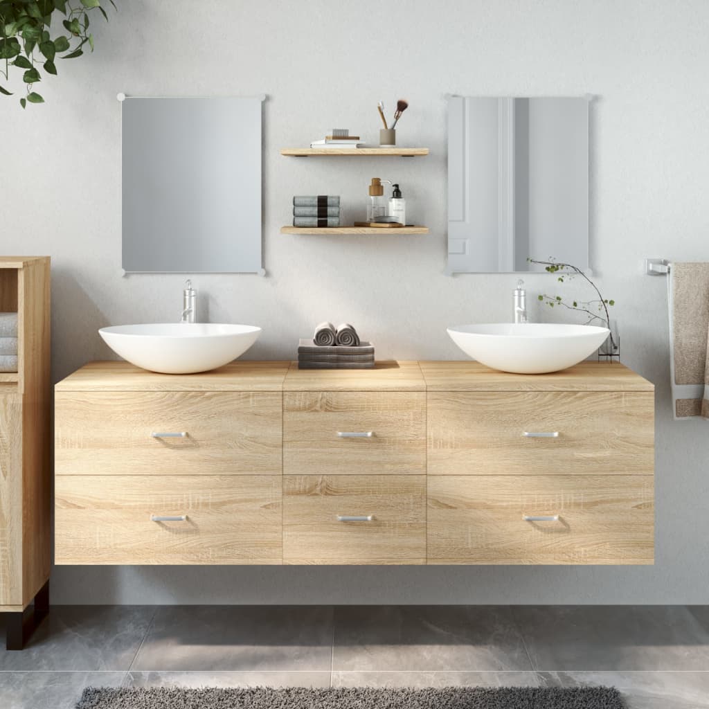 Conjunto de muebles de baño 5 piezas de madera contrachapada de roble ...
