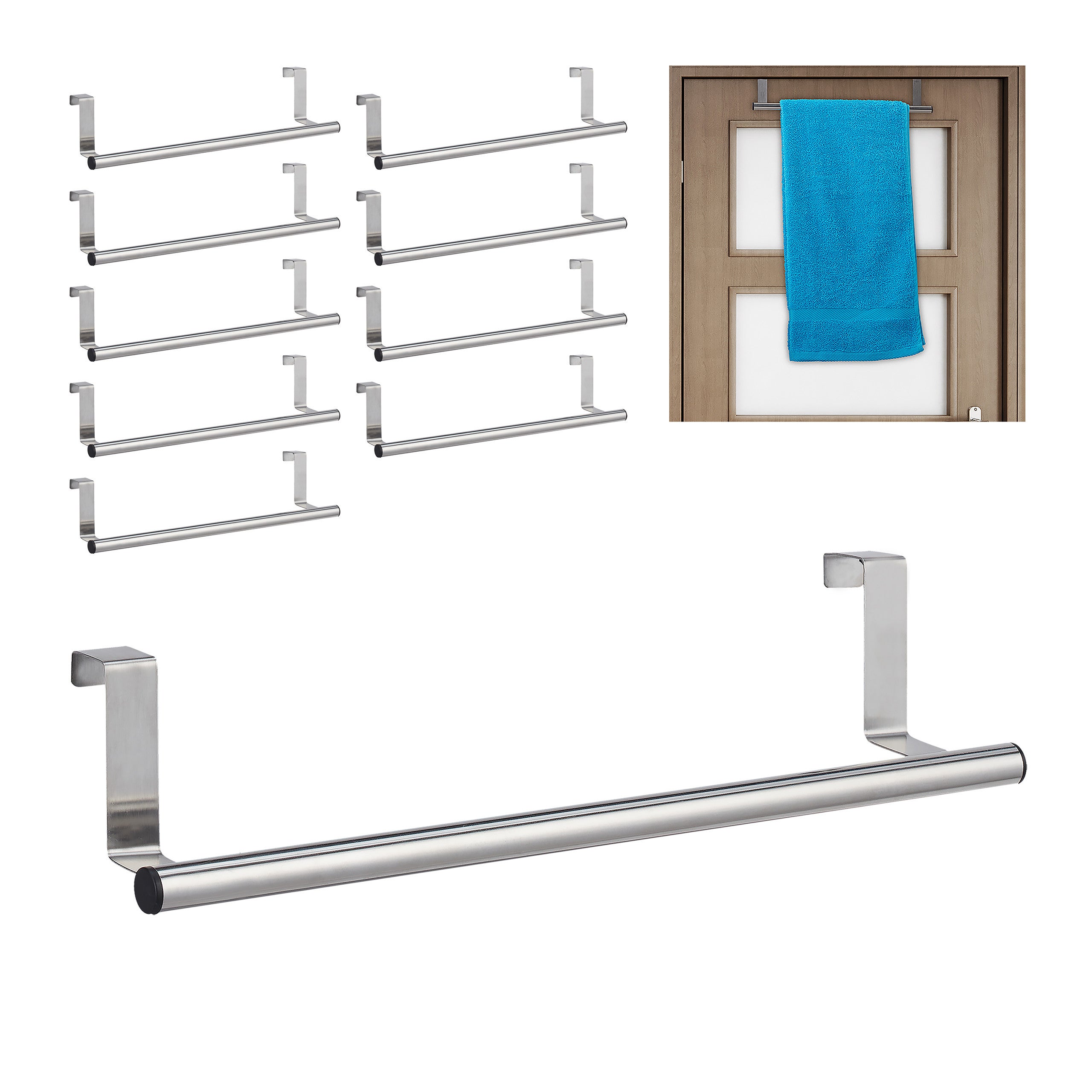 10xPorte-serviettes pour porte et armoire, accrocher, en acier ...