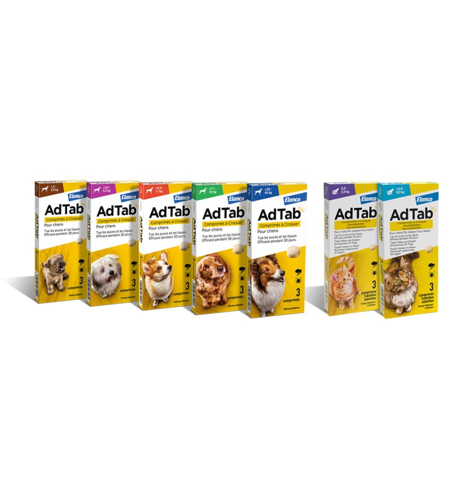 ANTIPARASITAIRE ADTAB CHIENS ELANCO KG 11/22 CF=3 PCS | Leroy Merlin