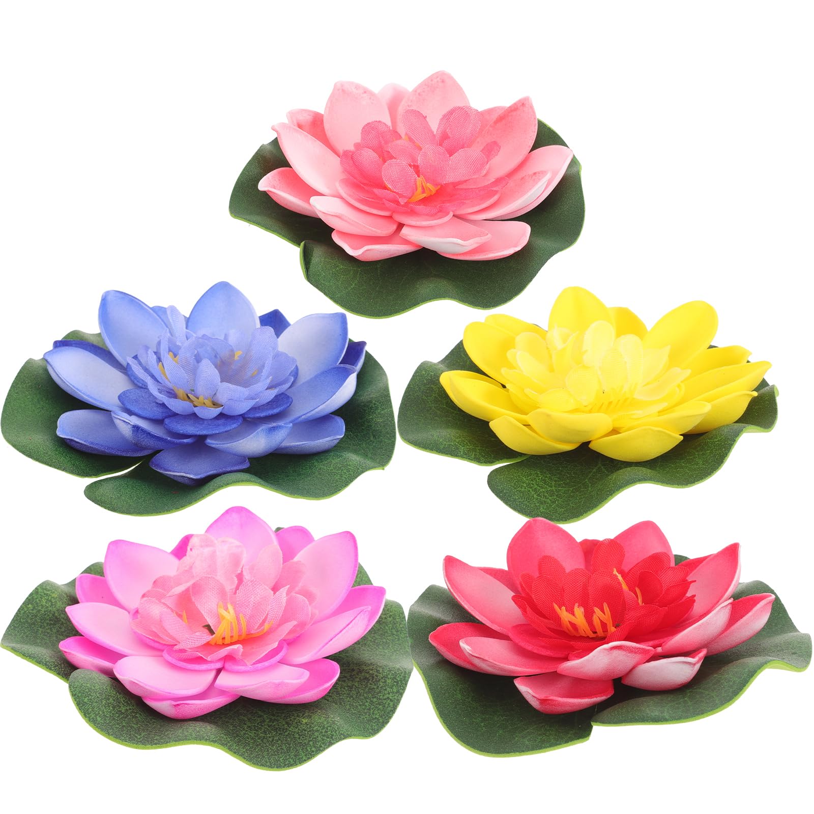 Lot de 5 fleurs flottantes artificielles en EVA, nénuphar, lotus ...