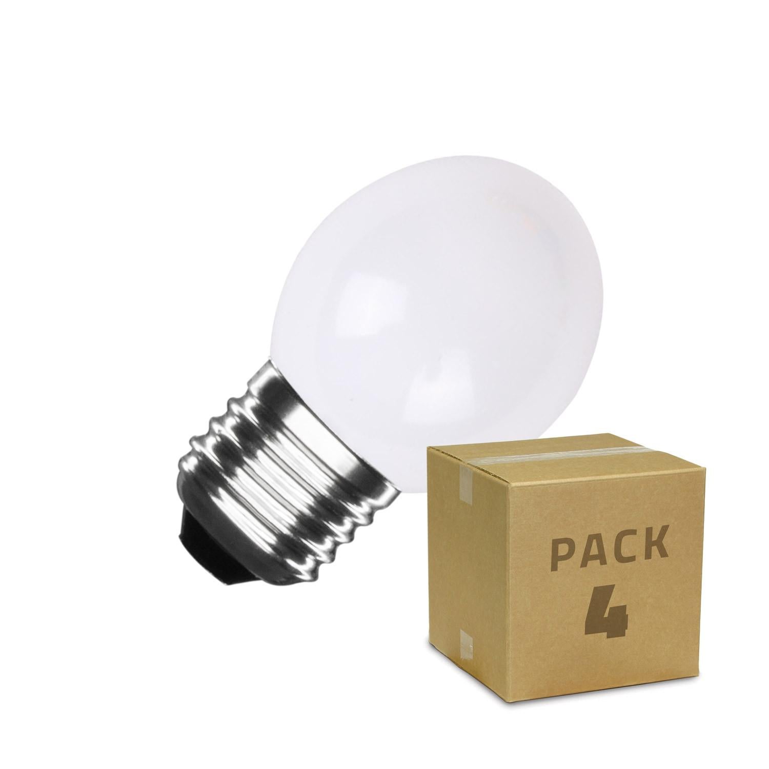 Ledkia - Pack de 4 Bombillas LED E27 G45 3W Blanco, Blanco, Aluminio,PC ...