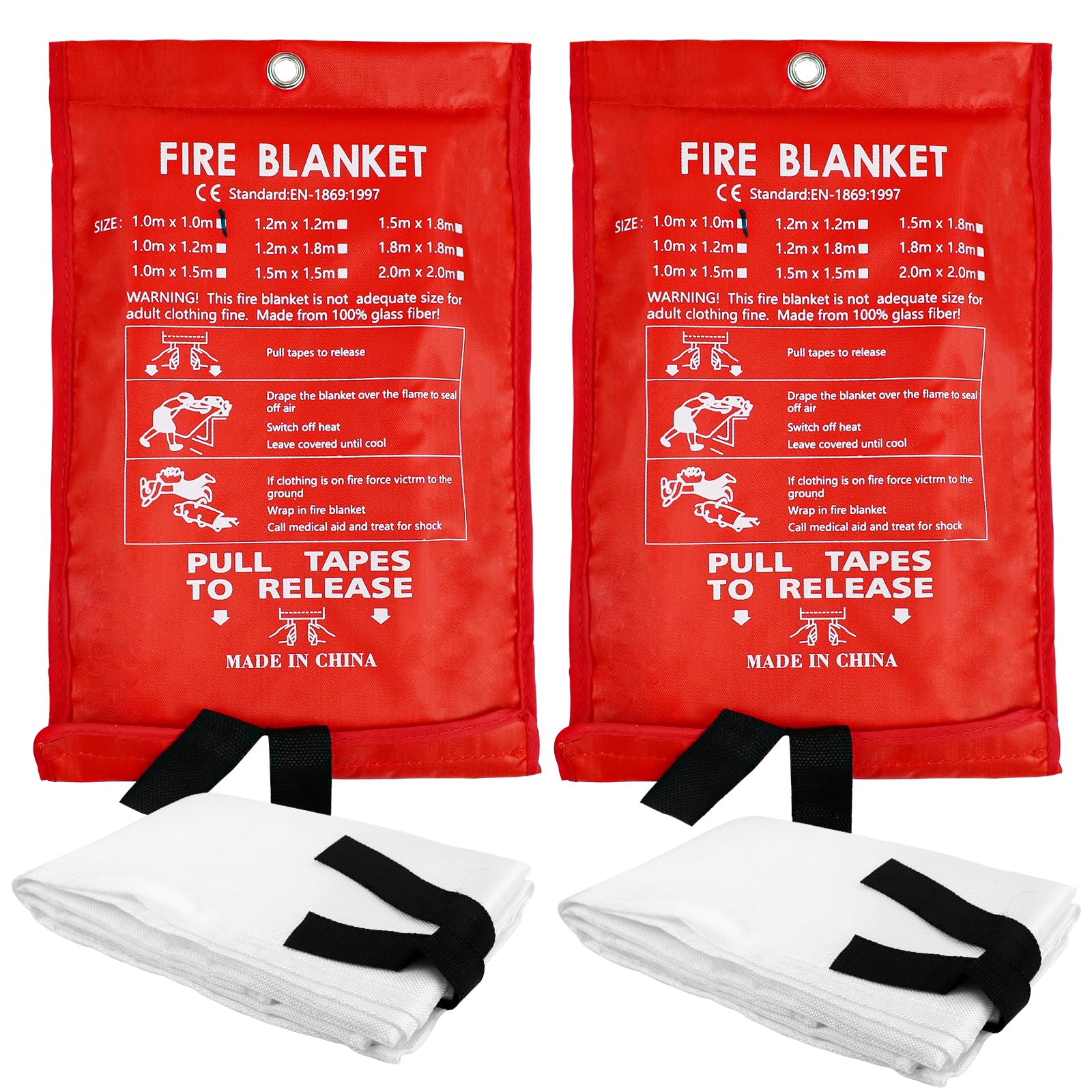 Lot de 2 couvertures anti-feu pour cuisine, couvertures anti-feu en ...