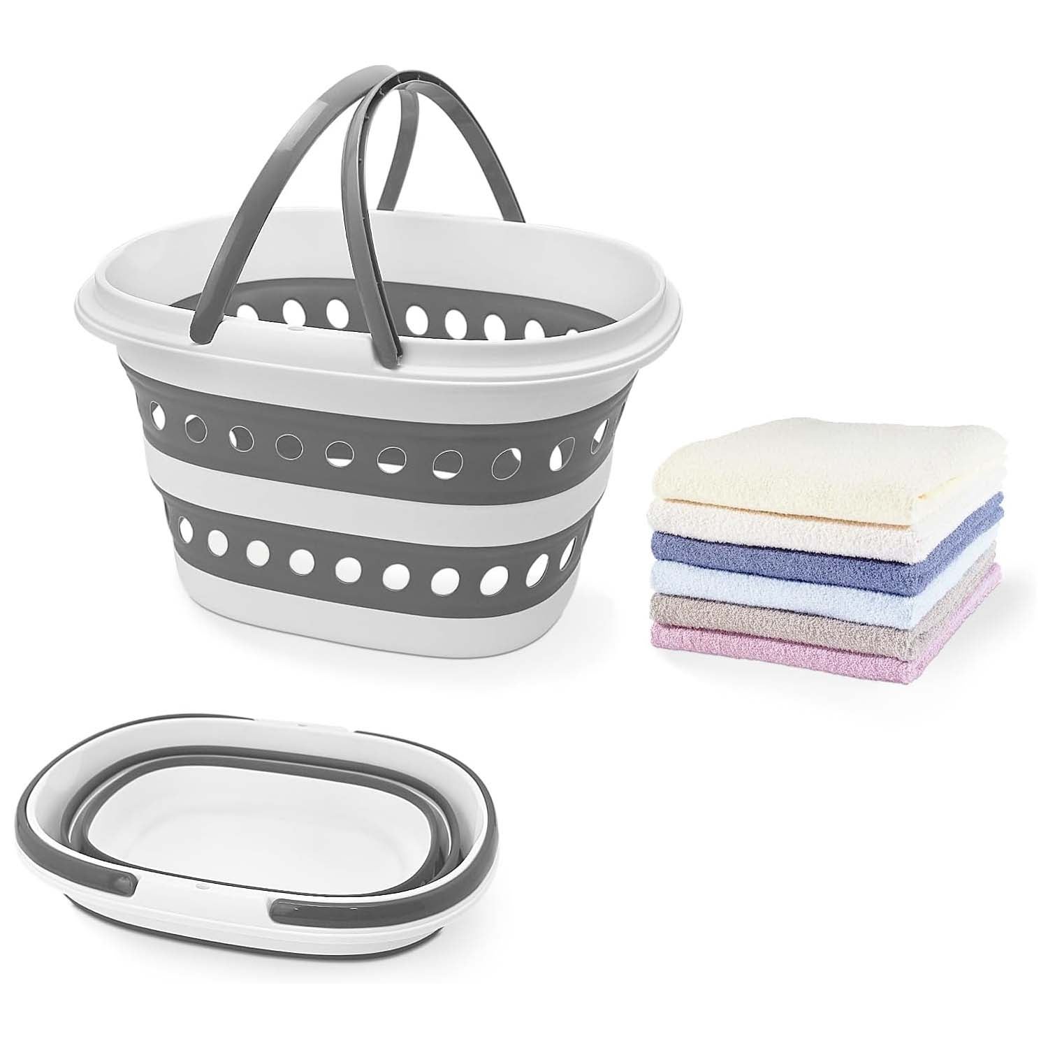 Juego de 2 cestos de ropa sucia plegables portátiles, cestos para baño ...