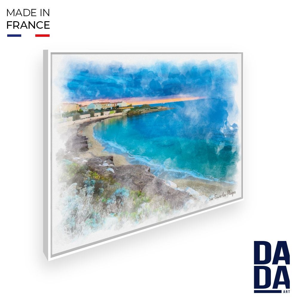 Tableau Côte de Six-fours-les-plages / 45x60cm / Cadre Blanc / Fabriqué ...