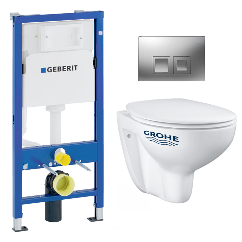 Pack Bati-support Geberit UP100 + plaque Delta50 + cuvette Grohe Bau ...