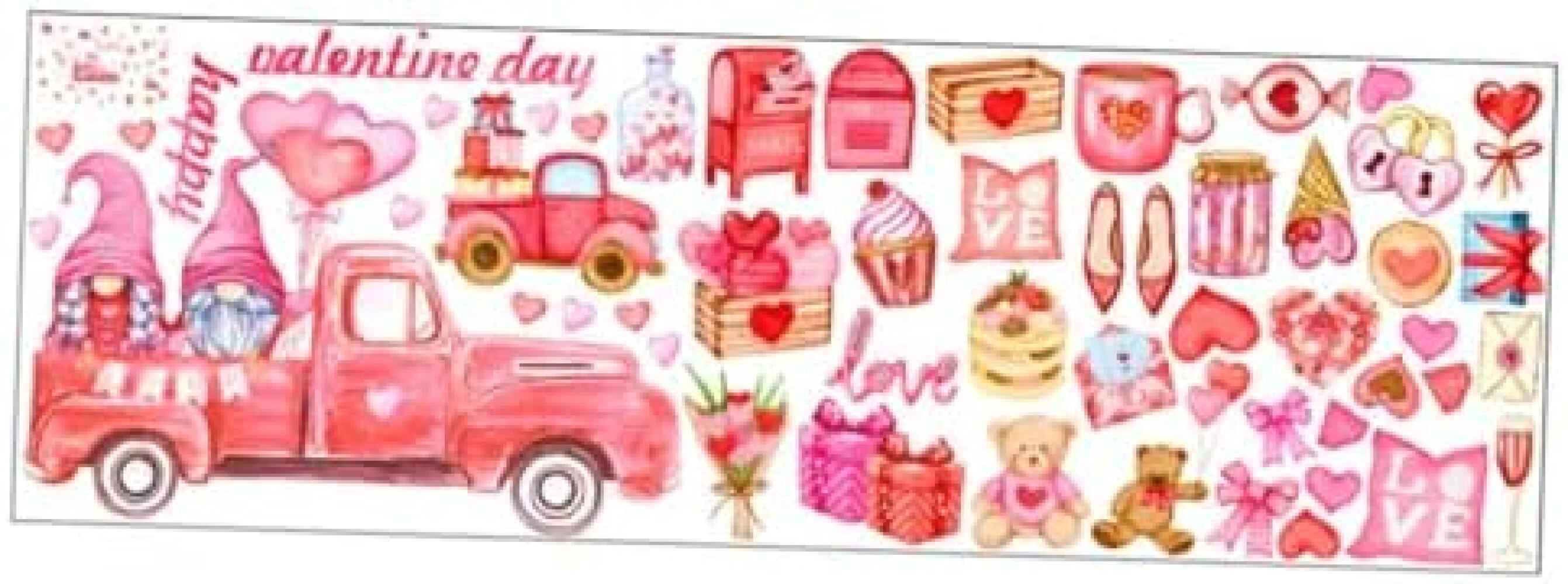30x90cm 2 Feuille Mural Saint Valentin Stickers Saint Valentin Decal ...