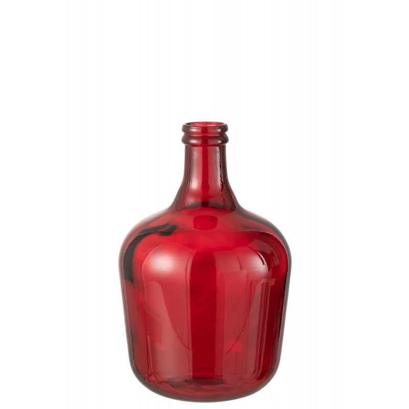 Jarrón de vidrio rojo en forma de damajuana de 26x26x42 cm | Leroy Merlin