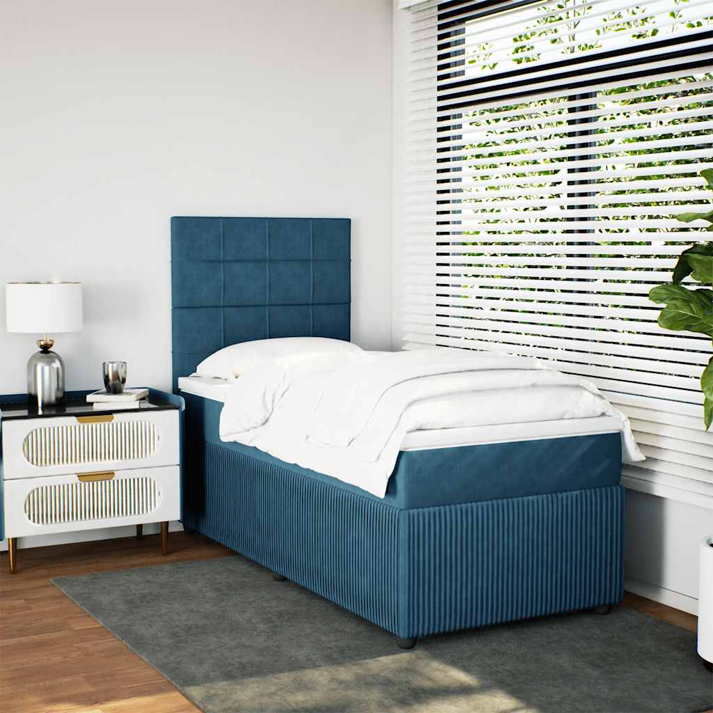Cama box spring con colchón terciopelo azul oscuro 80x200 cm | Leroy Merlin