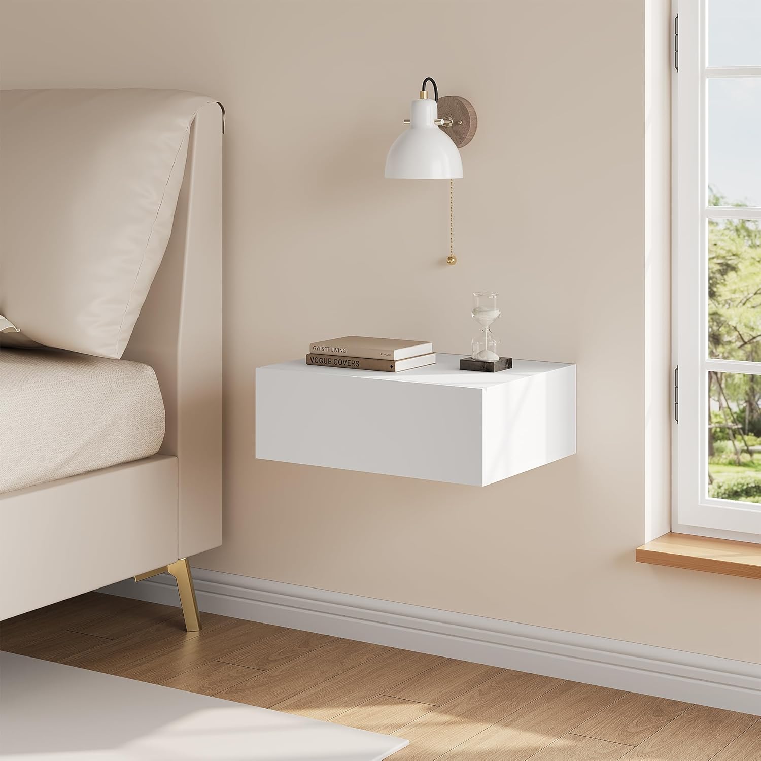 Table de Chevet Suspendue avec Tiroir WOLTU, 40x30x14 cm, Table de ...