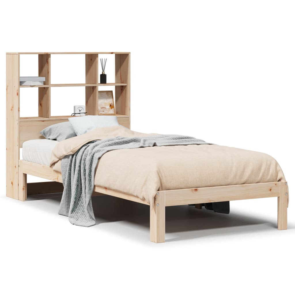 Lit simple | Lit adulte | Lit bibliothèque sans matelas 75x190 cm bois ...