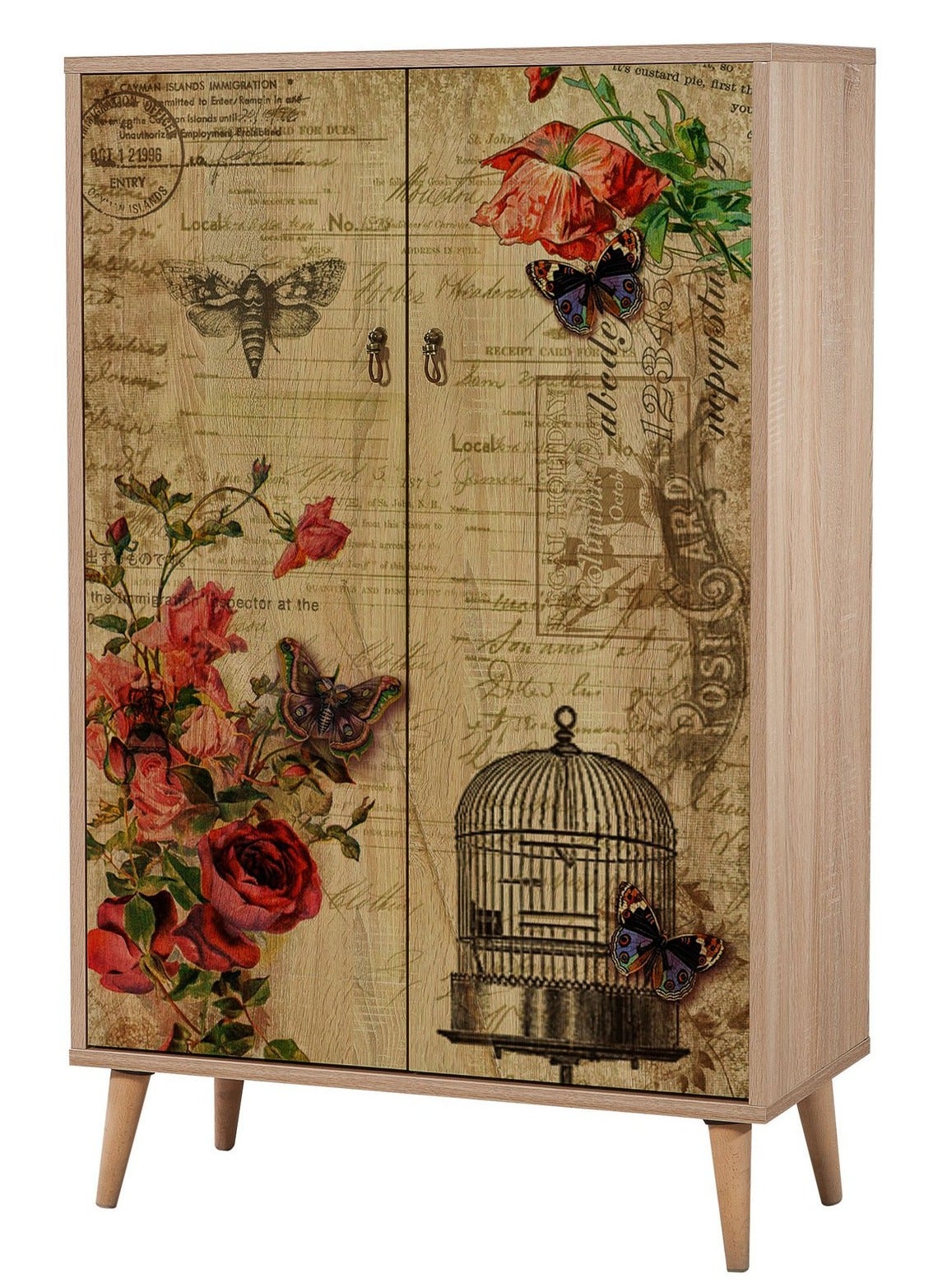 Commode haute 2 portes en bois clair Kiza 734 | Leroy Merlin