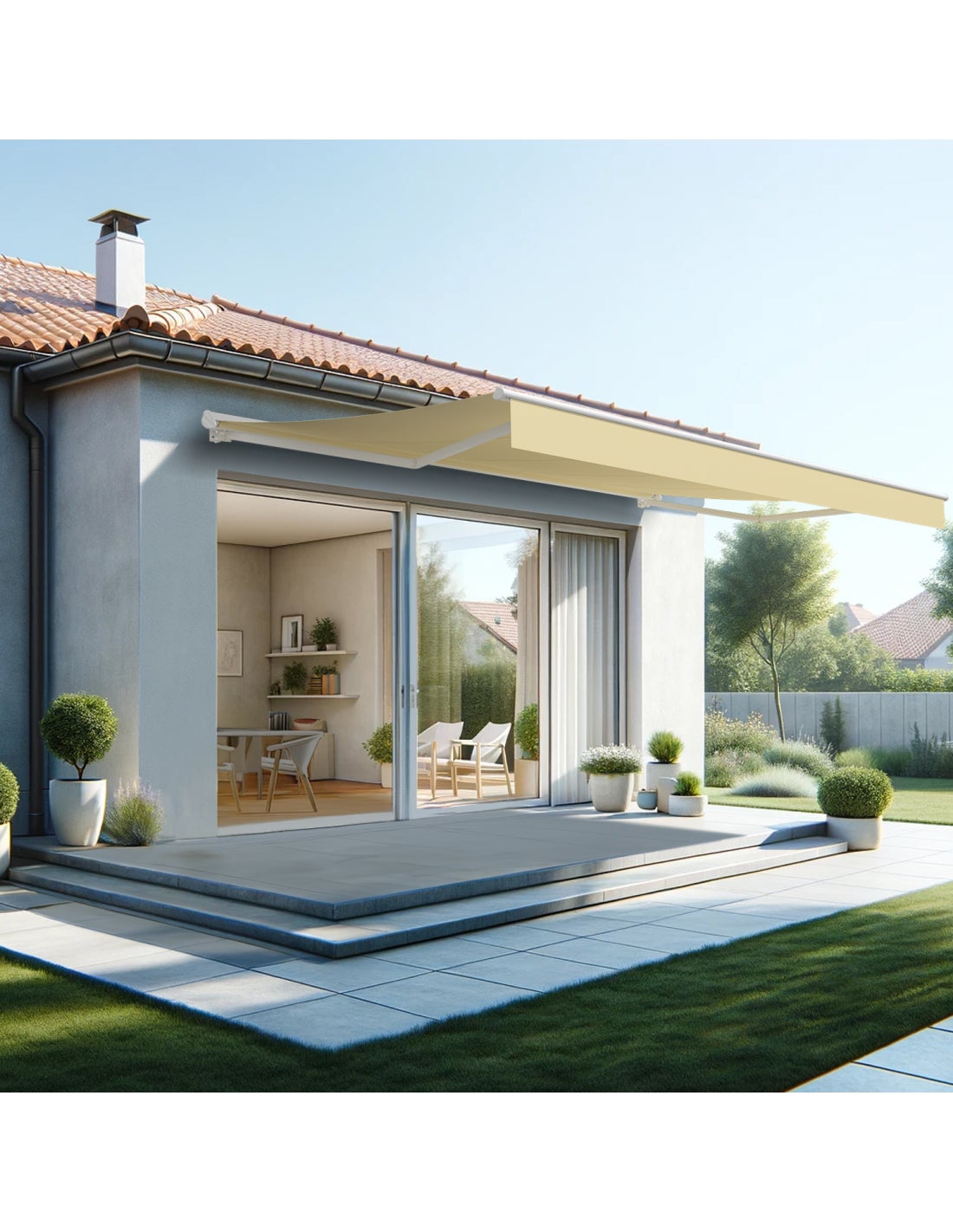 Store banne semi-coffre SARARI 5,00x3,00m (Motorisé à interrupteur ...