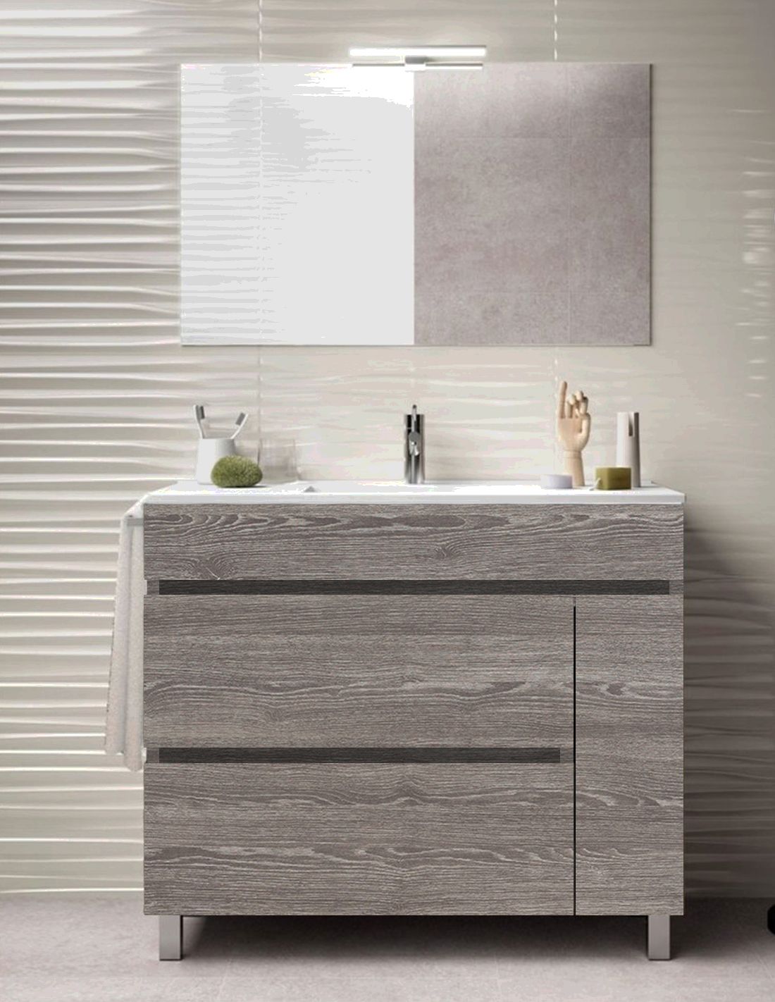 Mueble de Baño Caprera 2 cajones y una puerta incluye lavabo y espejo ...