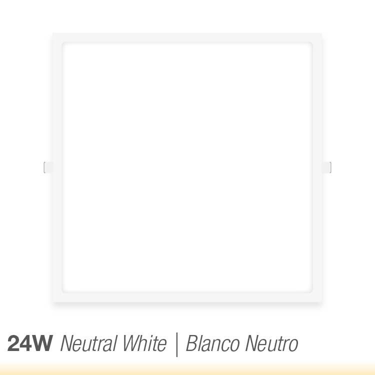 Foco Downlight LED Plafón empotrable cuadrado blanco de 30x30cm, 24W ...