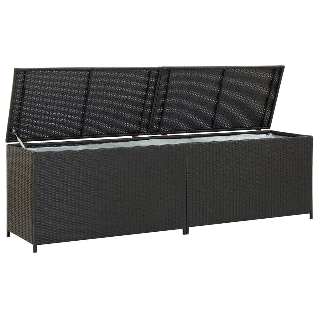 Caja de almacenamiento de jardín de resina tejida 200x50x60 cm negro ...