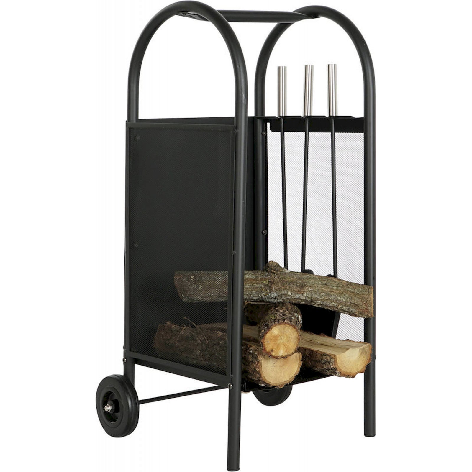 Objet de décoration élégant chariot à bûches noir 42 x 36 x 81 cm Noir ...