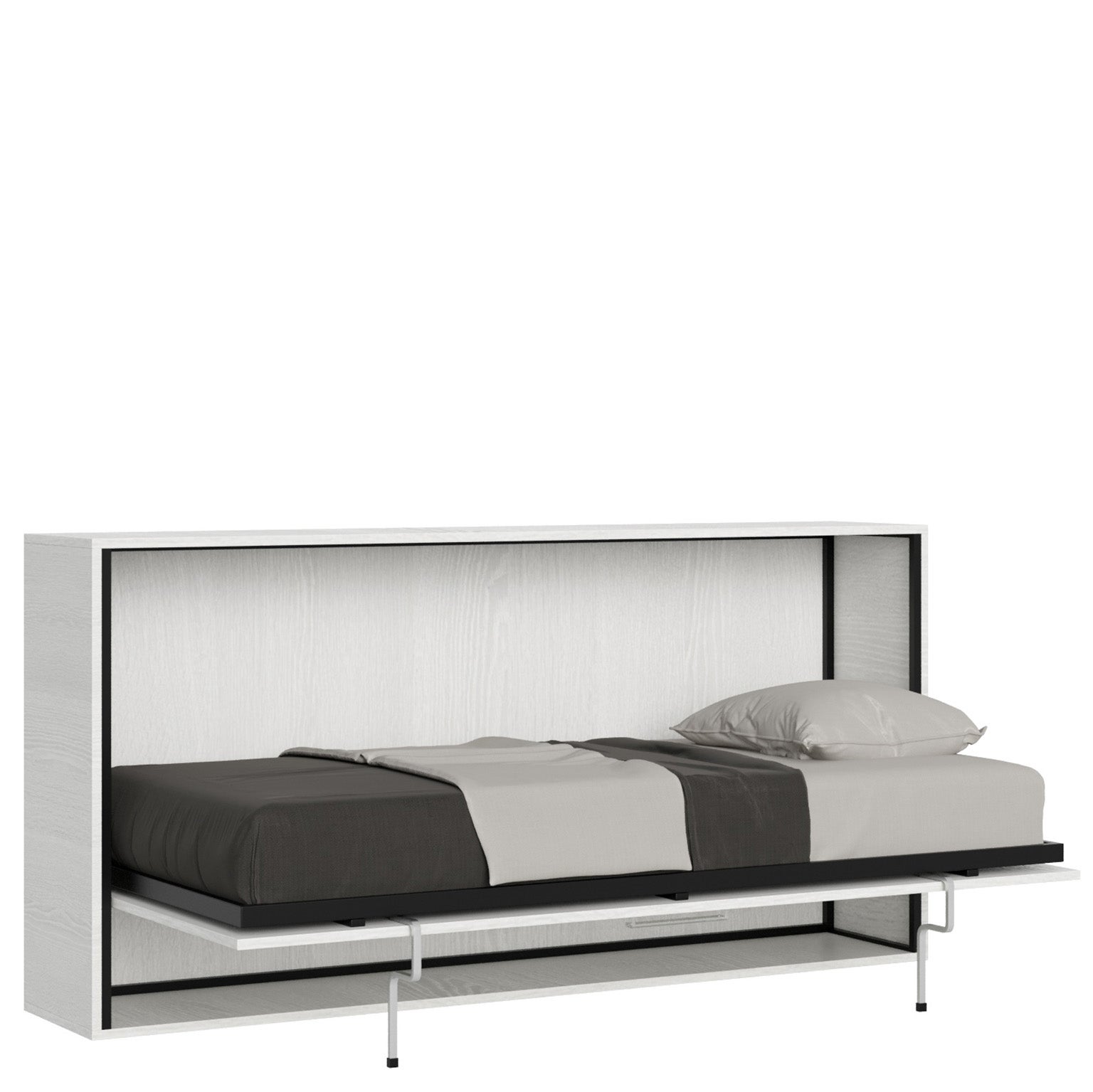 Lit escamotable horizontal 1 couchage 85 Kando Frêne Blanc | Leroy Merlin