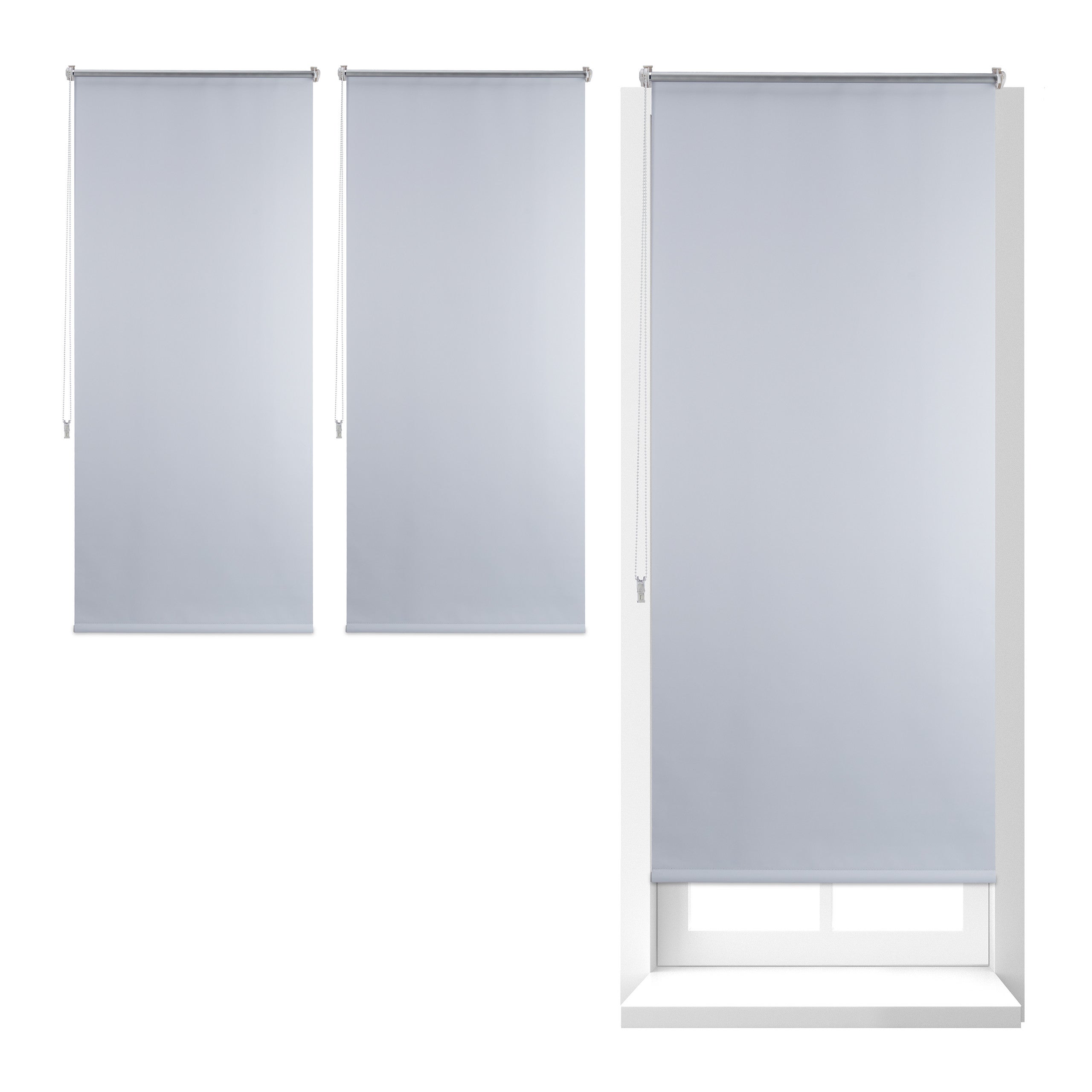 Store Enrouleur, lot de 3, Thermique, Chaînette latérale, Fixation sans ...