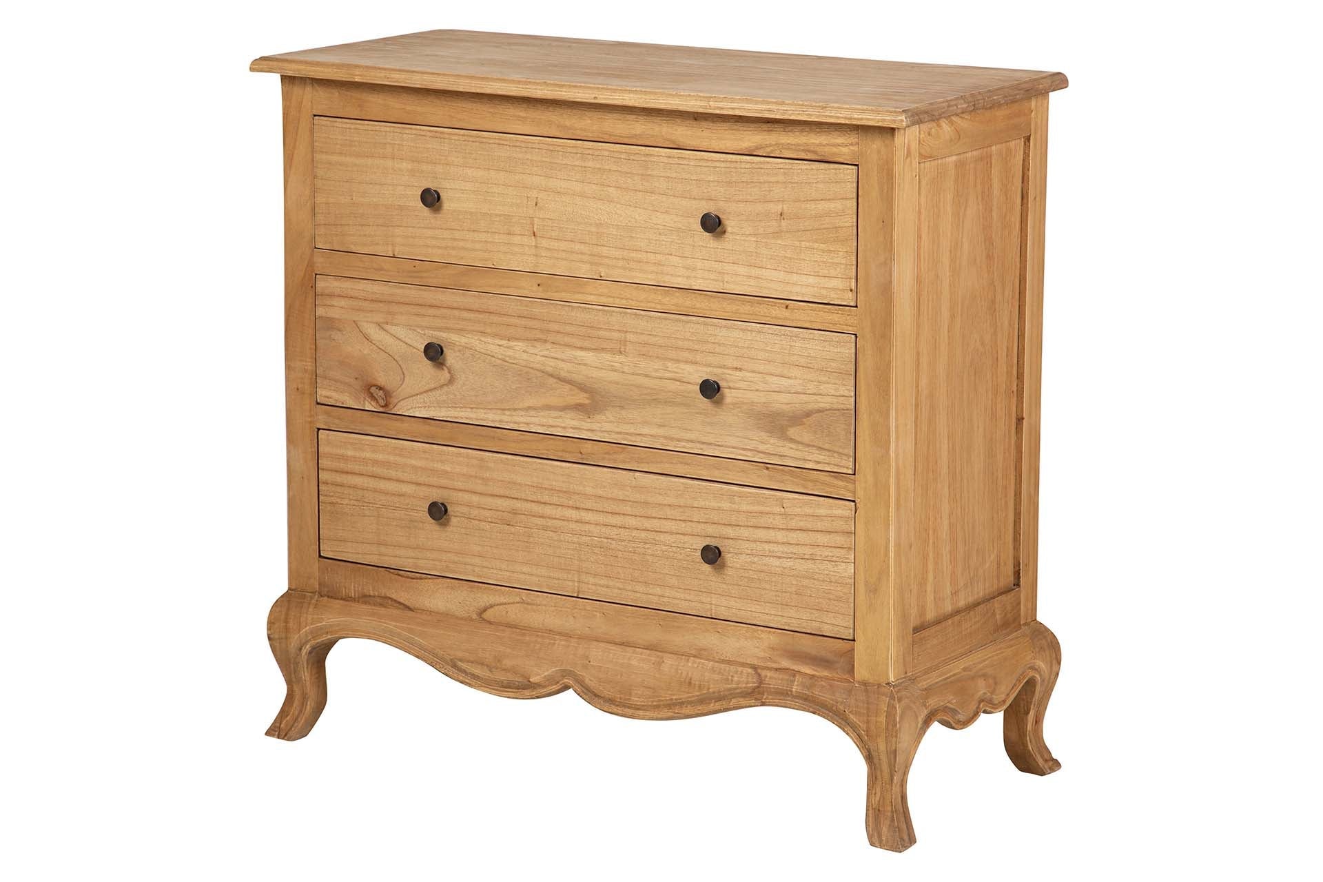 Comoda 3 Cajones Madera Mindi Marron 90x40x85 Cm | Leroy Merlin