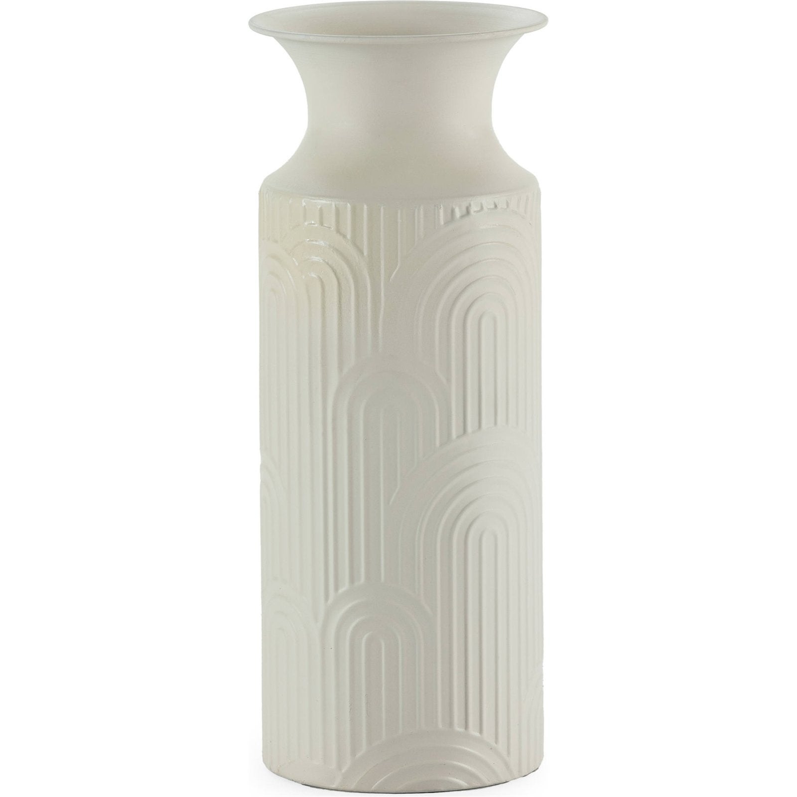 Vase design élégant en métal blanc 16 x 16 x 41 cm Blanc pur élégant et ...