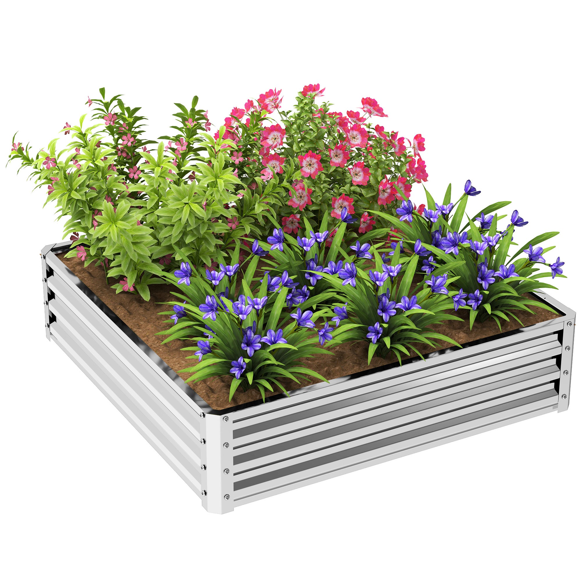 Jardinière avec structure en acier,argentée,120x120x30cm | Leroy Merlin