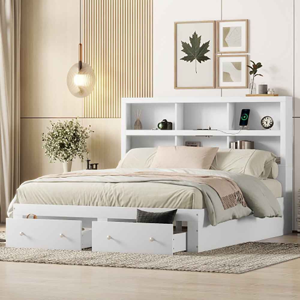 Lit adulte Lit double Lit 160x200 cm bois massif lit plateforme king ...