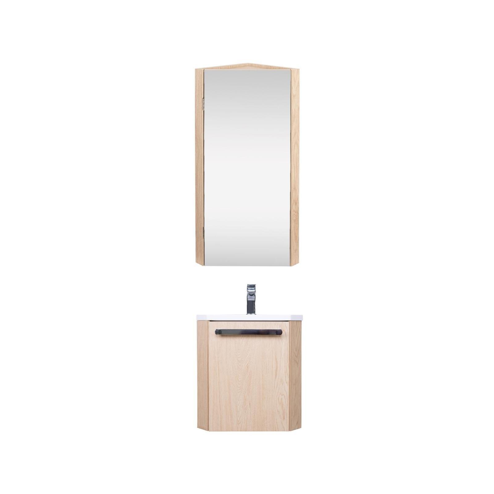 Ensemble lave-mains angle SKINO avec robinet et armoire | Leroy Merlin