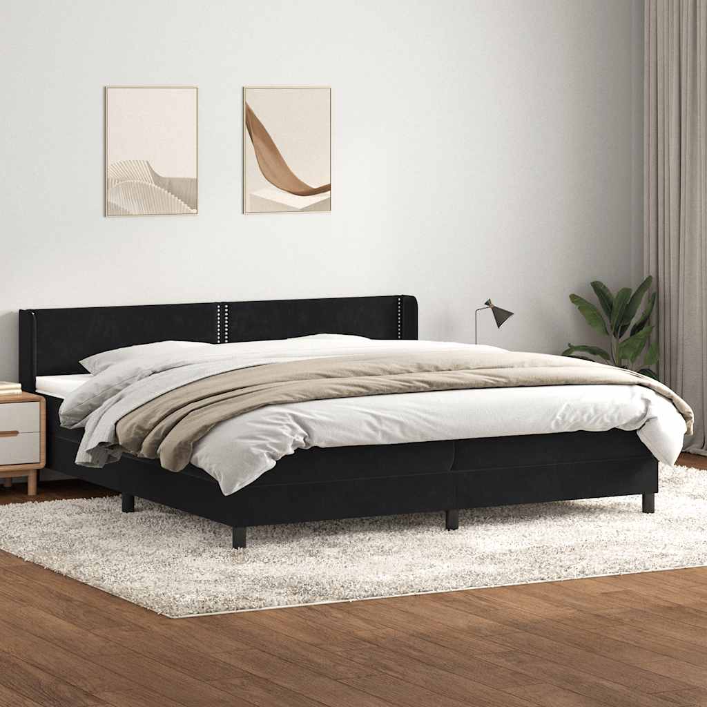 Cama box spring con colchón terciopelo negro 180x210 cm | Leroy Merlin