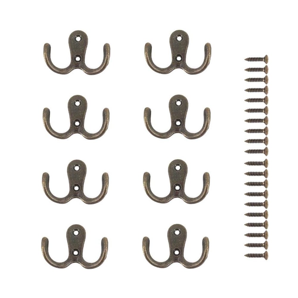(Bronze) 8 crochets à double vis en métal, crochets de rangement et ...