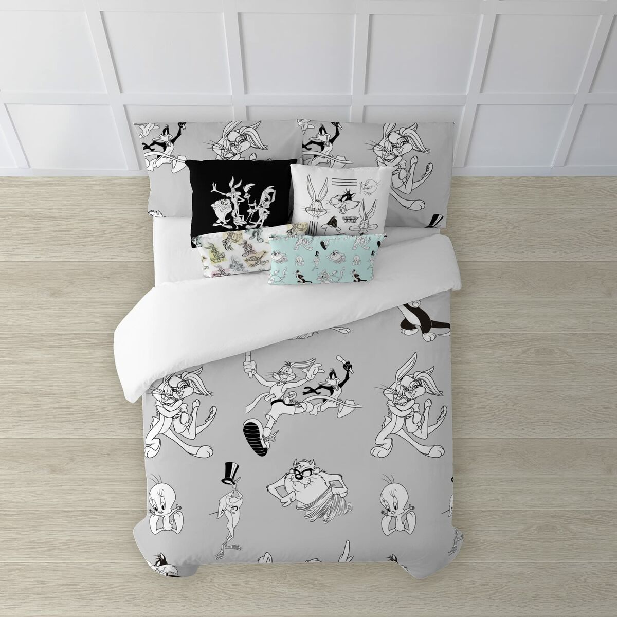 Housse de Couette Looney Tunes Looney BN Blanc black 175 Fils 220 x 220 ...
