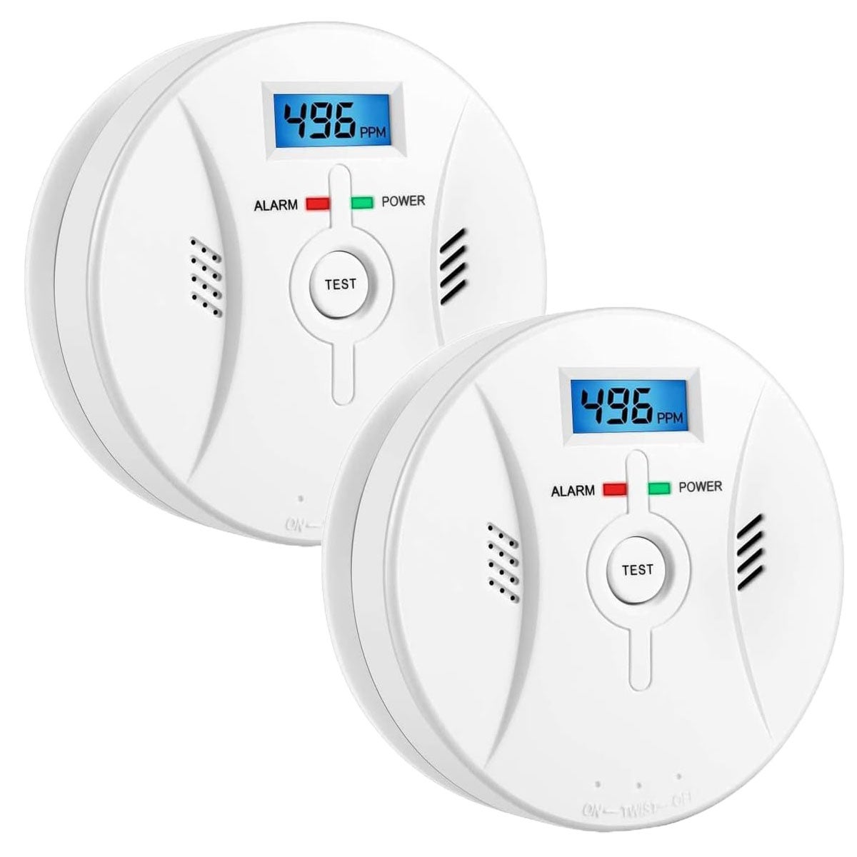 Détecteur de monoxyde de carbone 2 pièces, détecteur de CO avec écran ...