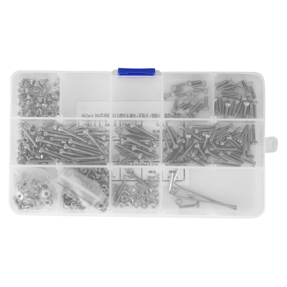 Juego de 662 tornillos M2,5 con cabeza hueca, arandela plana, arandela ...