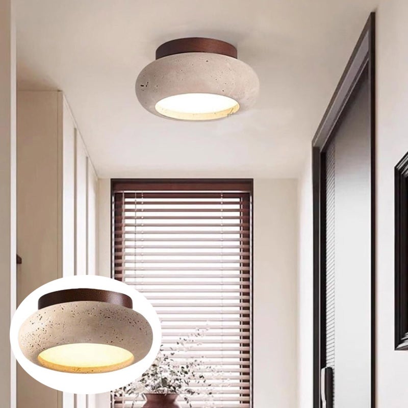 Lámpara de techo LED vintage estilo wabi-sabi color crema para entrada ...