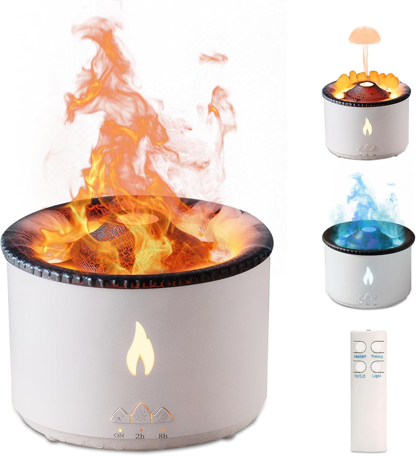 Humidificateur Volcano avec 2 modes de pulvérisation : flamme et volcan, avec minuterie, parfait ...