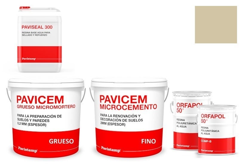 Kit Microcemento 60 m2 MONOCOMPONENTE para paredes y suelos de cerámica o mortero - Polureteno ...