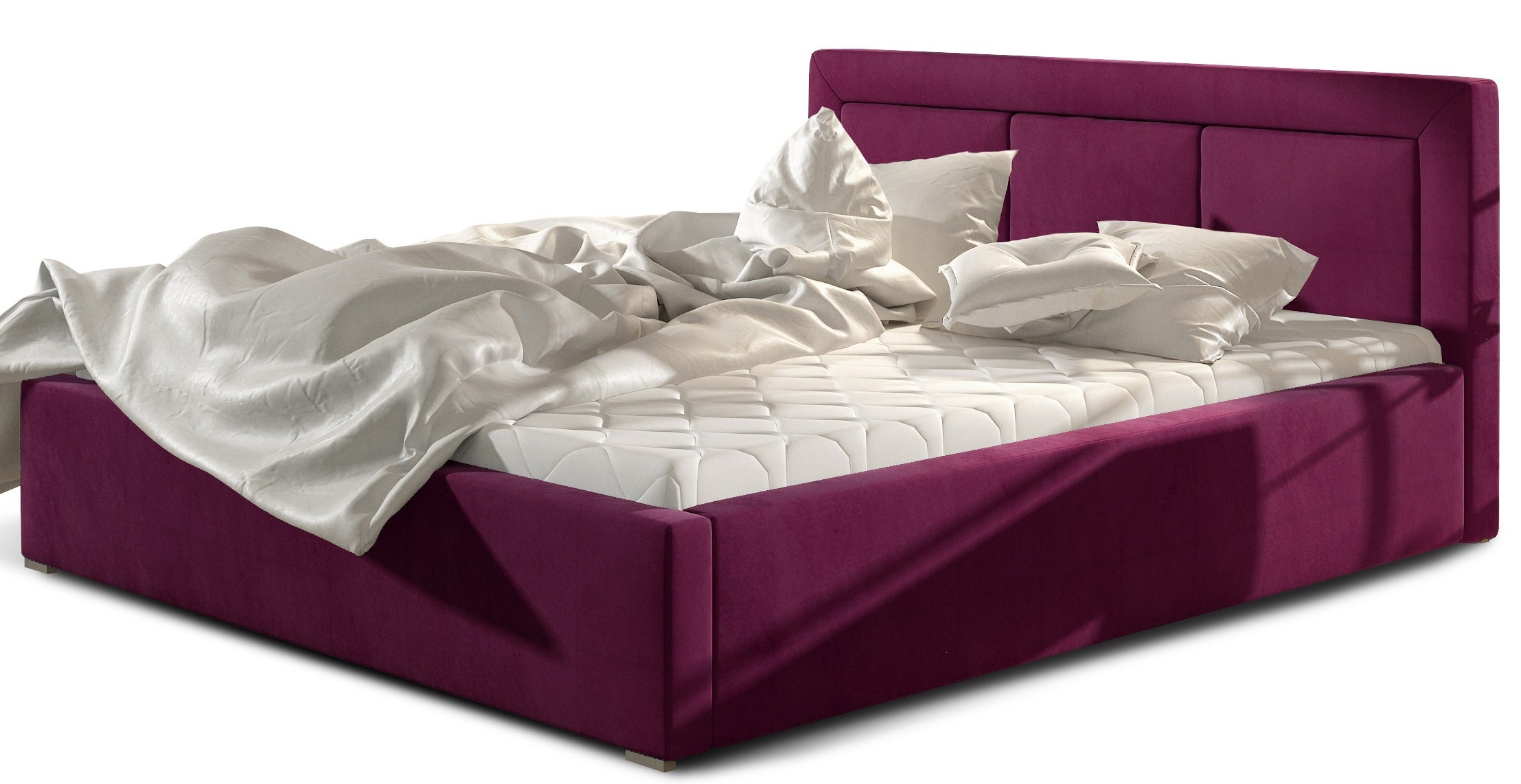 Lit adulte avec coffre de rangement Berlino - Velours rembourré-Couleur ...