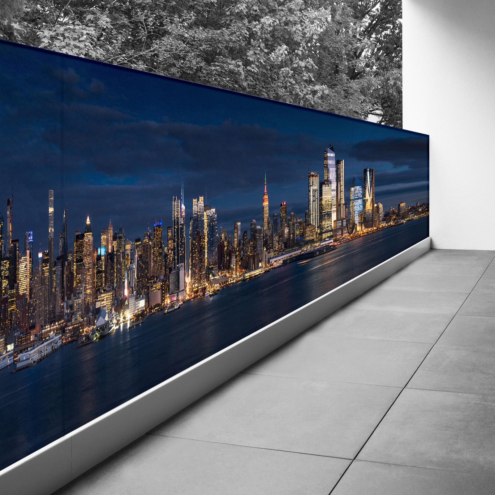 Brise vue Trompe l'oeil - 80x300 cm - New york - Bâche 100% d ...