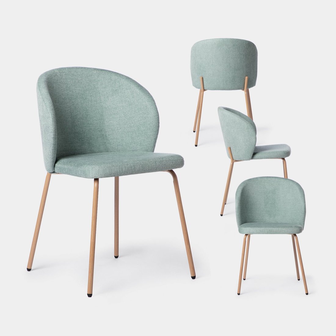 Pack 4 chaises rembourrées menthe avec pied naturel Norah | Leroy Merlin