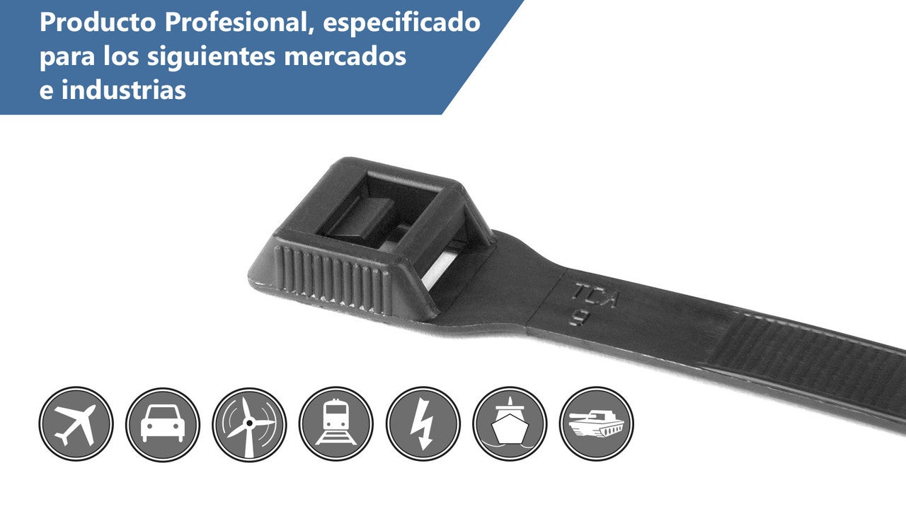 HellermannTyton-Lot de 100 colliers noir a tête plate PA11 350X9mm ROBUSTO LPH992 | Leroy Merlin