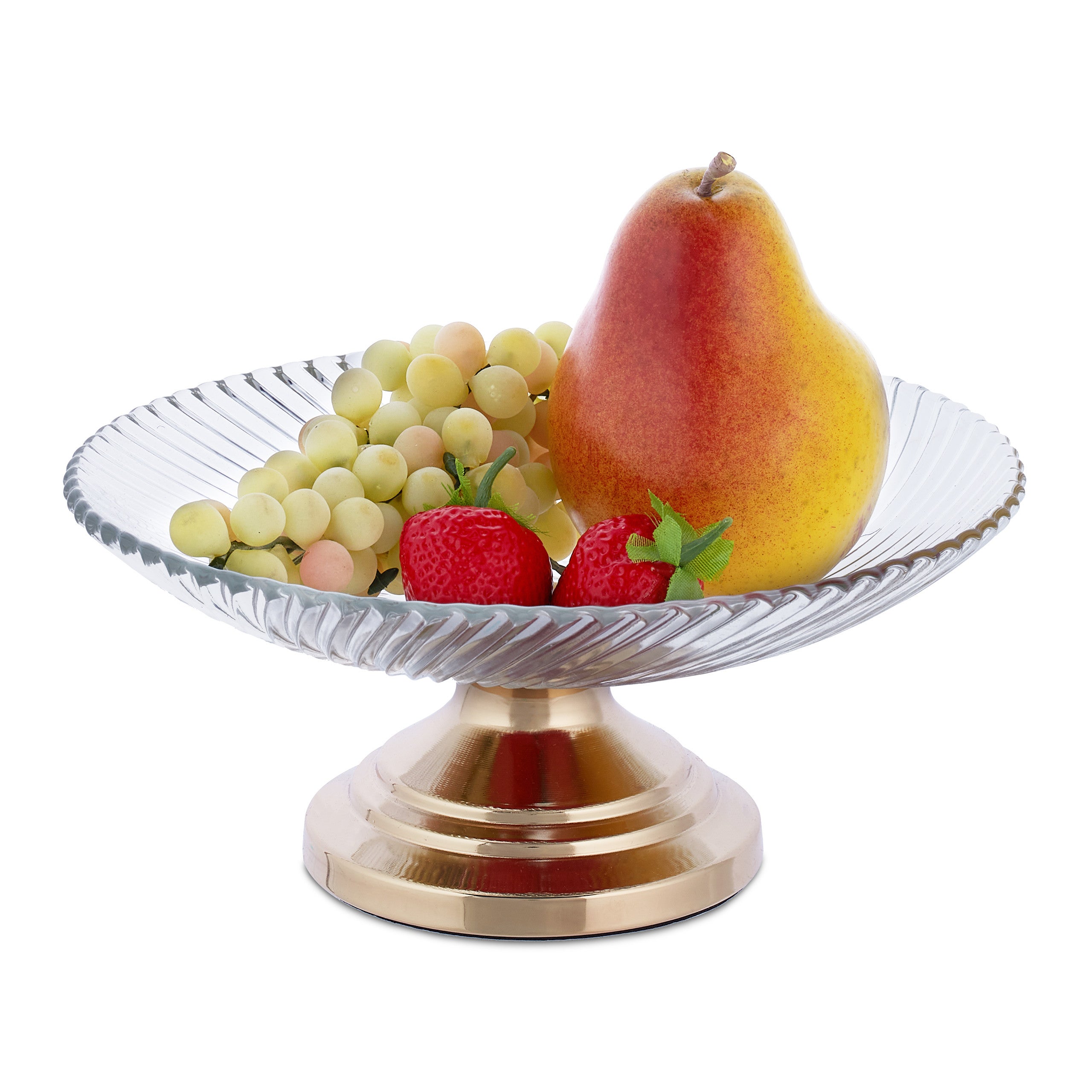 Relaxdays Corbeille à fruits en verre avec pied doré, aspect cristal ...