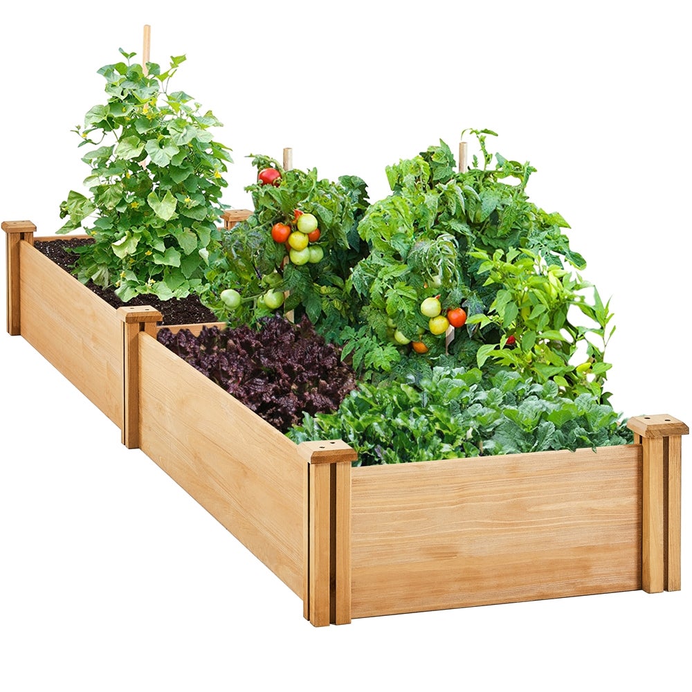 Carré Potager en Bois Surélevé en 2 Casiers, Bac à Fleurs et Légumes ...