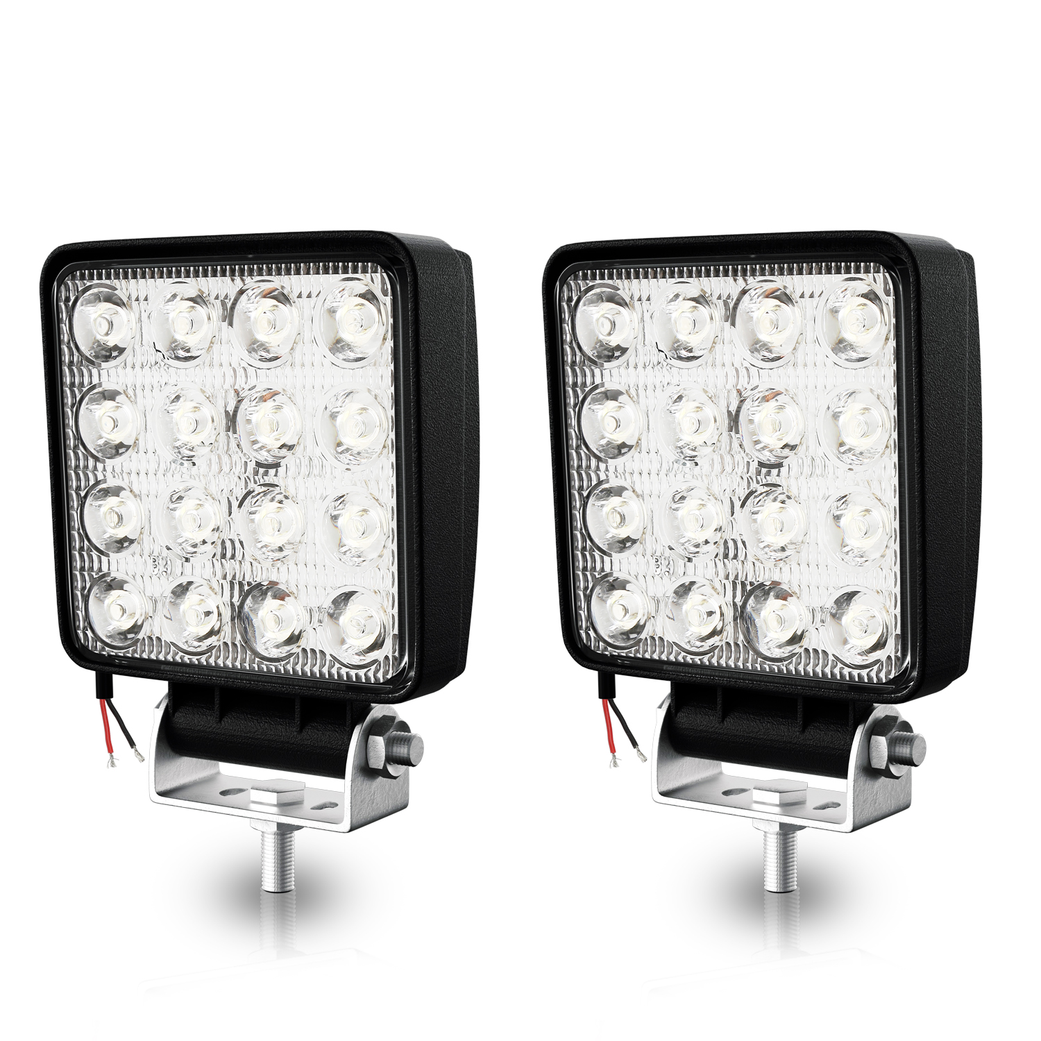 2X 48WProjecteur Phare de Travail 12V 24V LED Carré LED Moto Spot Feux ...