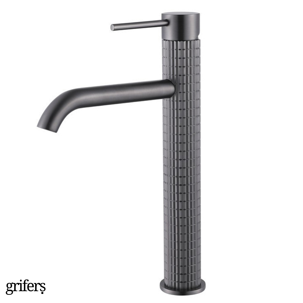 Robinet Lavabo Tuyau Haut Gris Métal AUREA SUMMUS GRISEO GRIFFERS ...